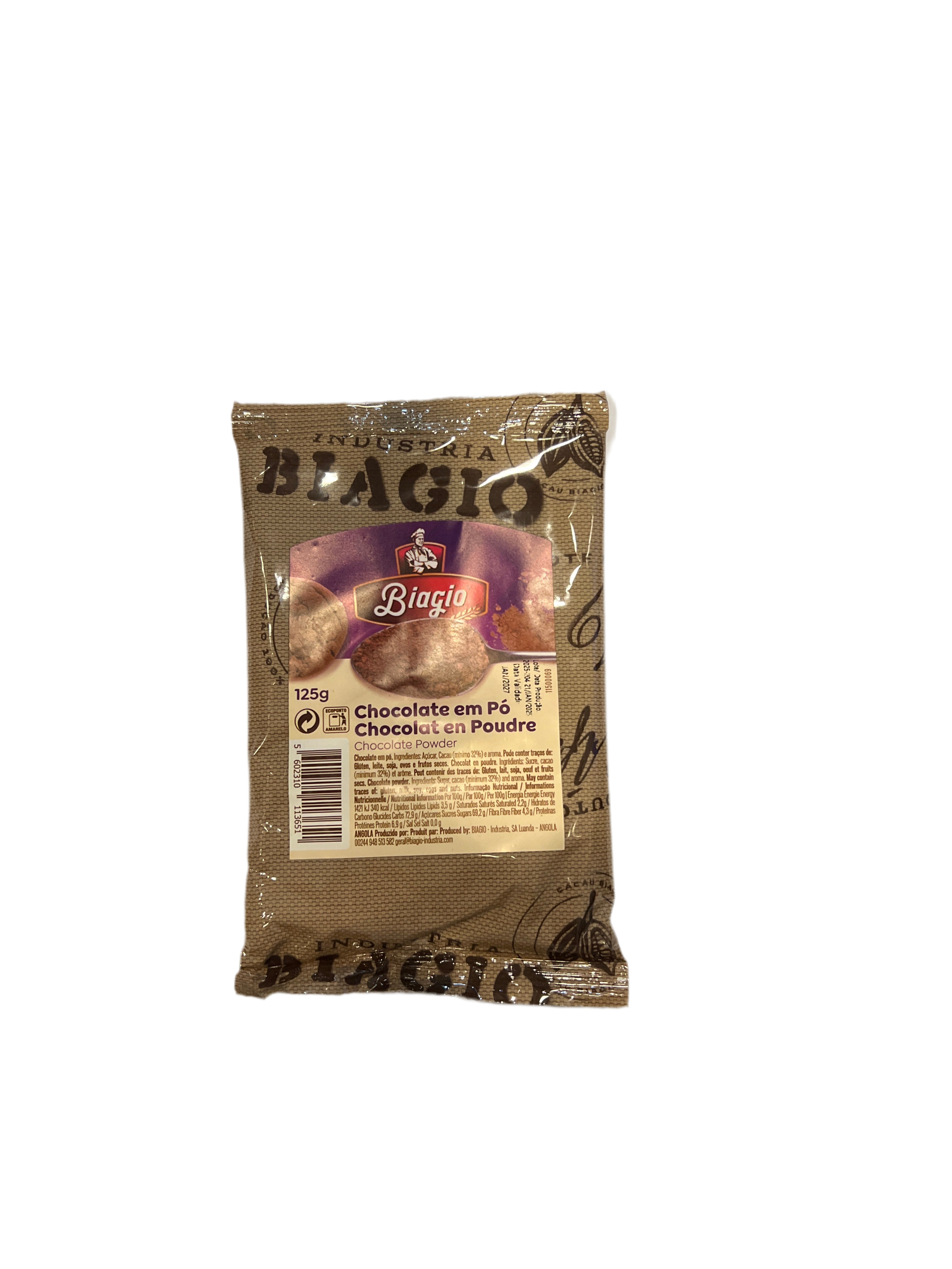 BIAGIO CHOCOLATE EM PÓ PCT 125GR CX14 – Ponto Alimentar LDA NIF 5111046941